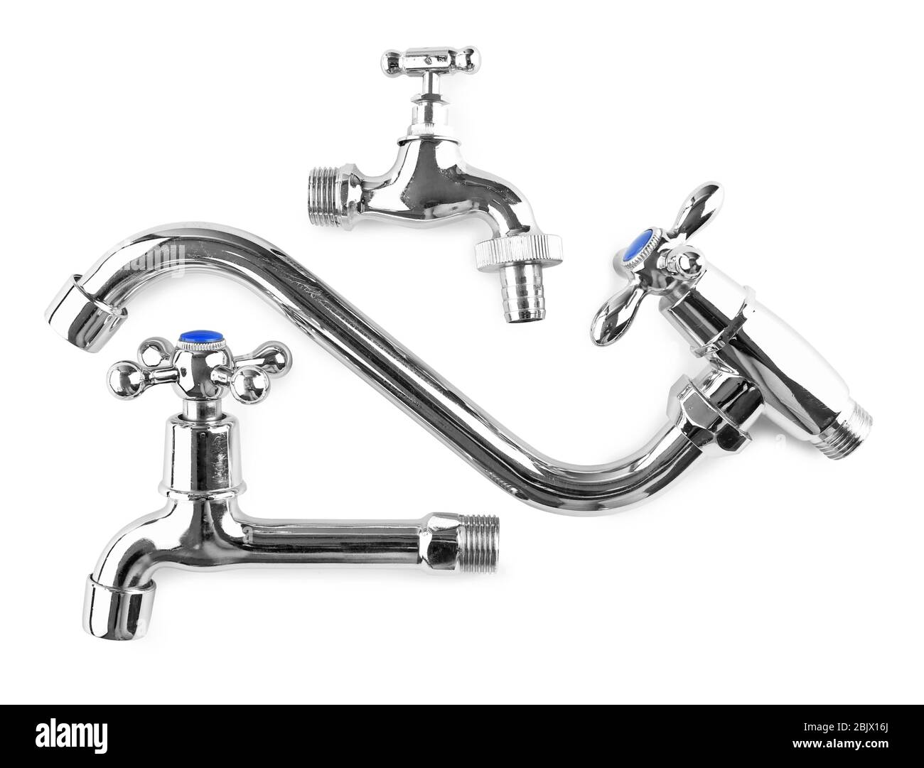 Plumber's items on white background Stock Photo - Alamy