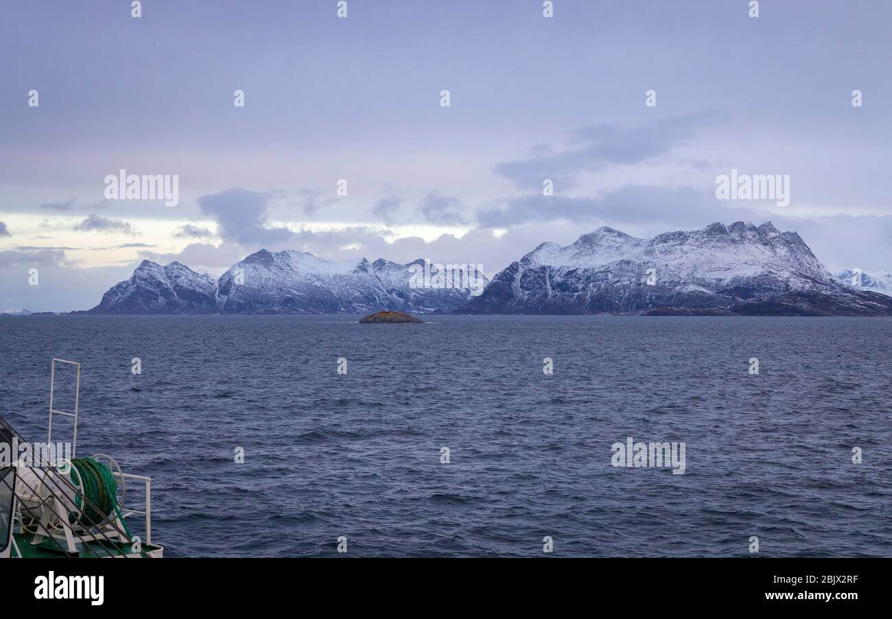 Cruise along the Norwegian coast and the red lighthouse Landegode Fyr ...