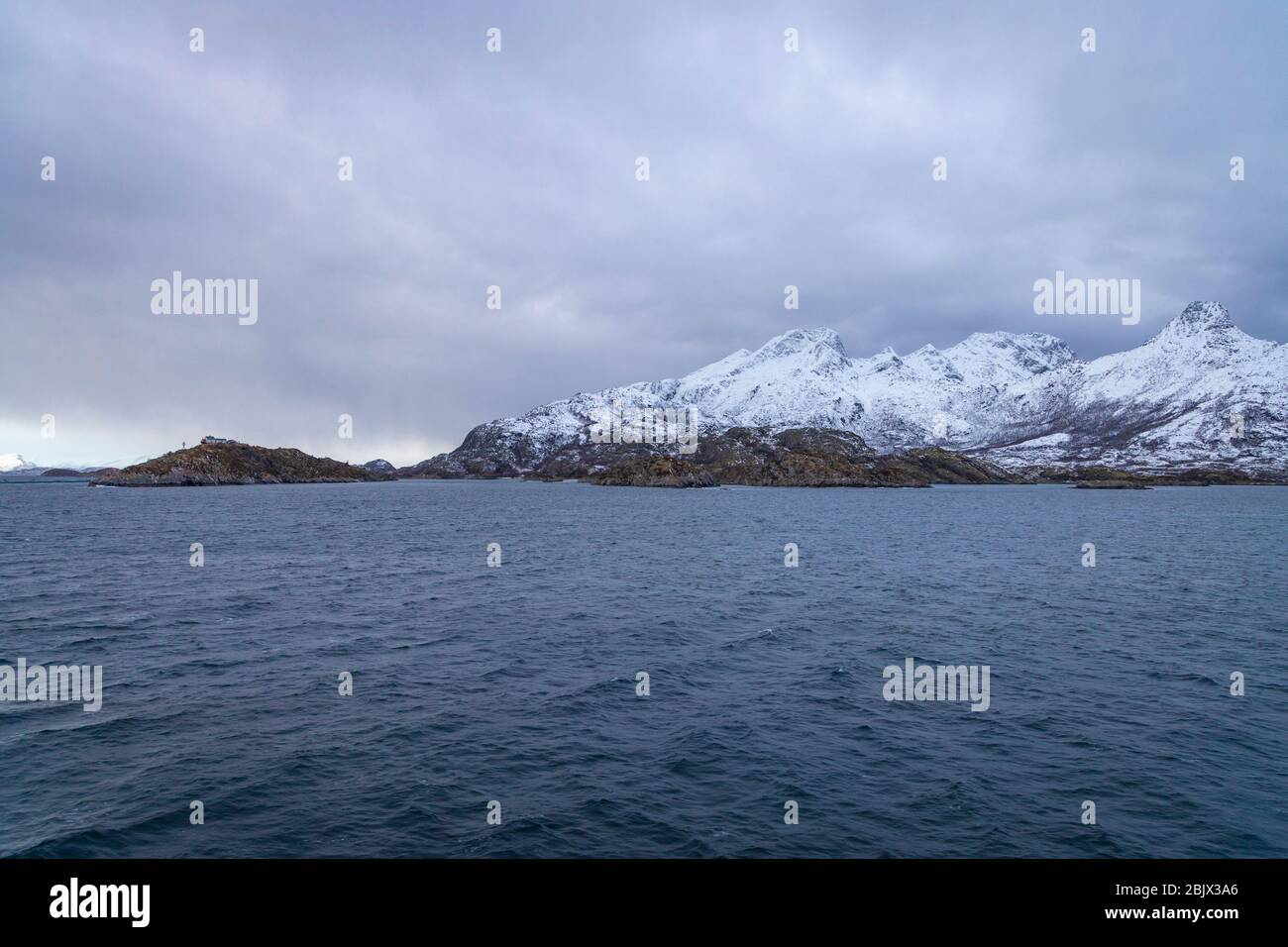 Cruise along the Norwegian coast and the red lighthouse Landegode Fyr ...