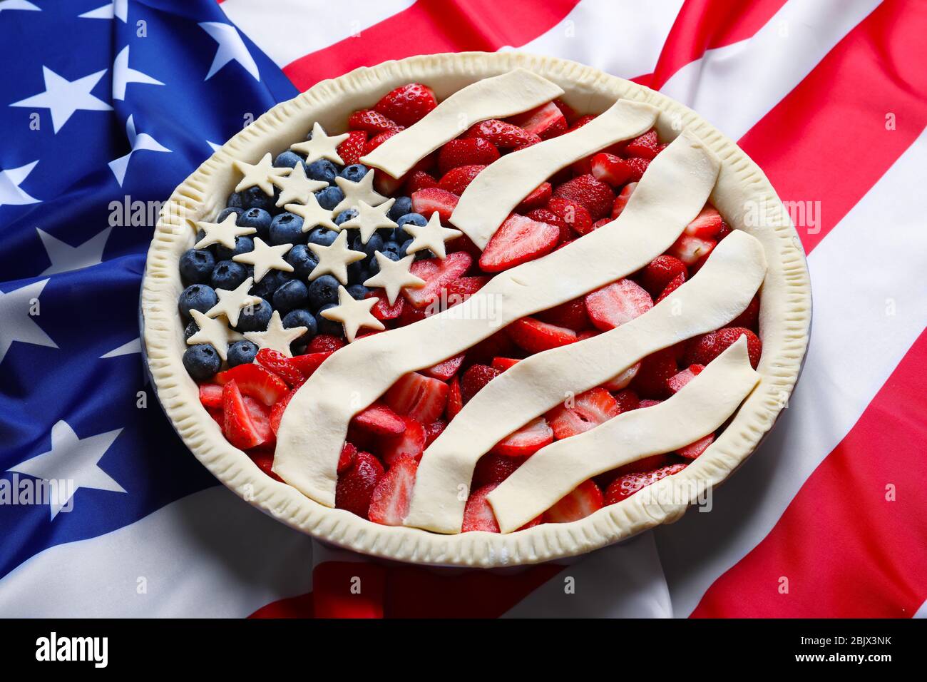Pie on American flag Stock Photo - Alamy