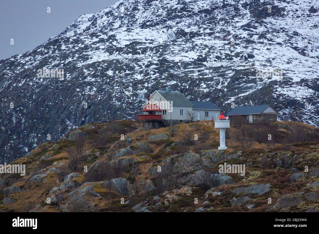 Cruise along the Norwegian coast and the red lighthouse Landegode Fyr ...