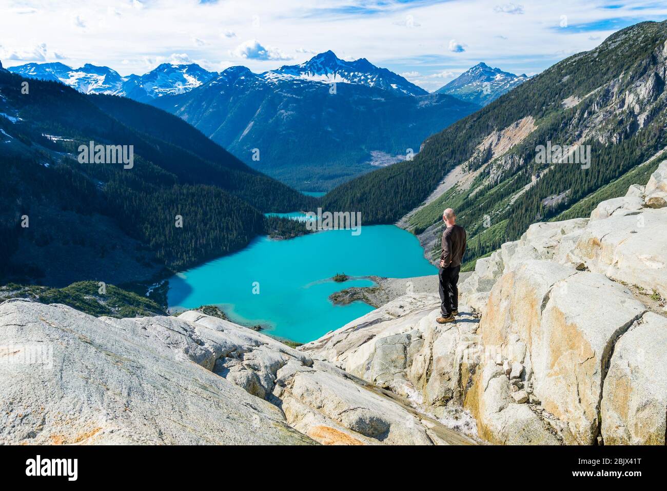 View of all 3 Joffre Lakes from Matier Glacier edge, Joffre Lakes ...