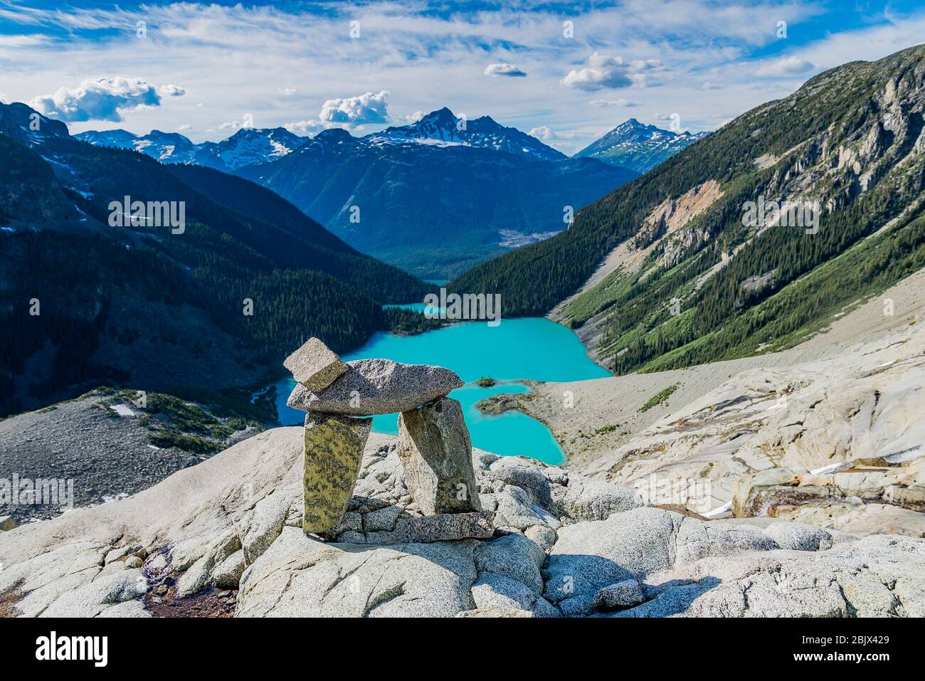 View of all 3 Joffre Lakes from Matier Glacier edge, Joffre Lakes ...
