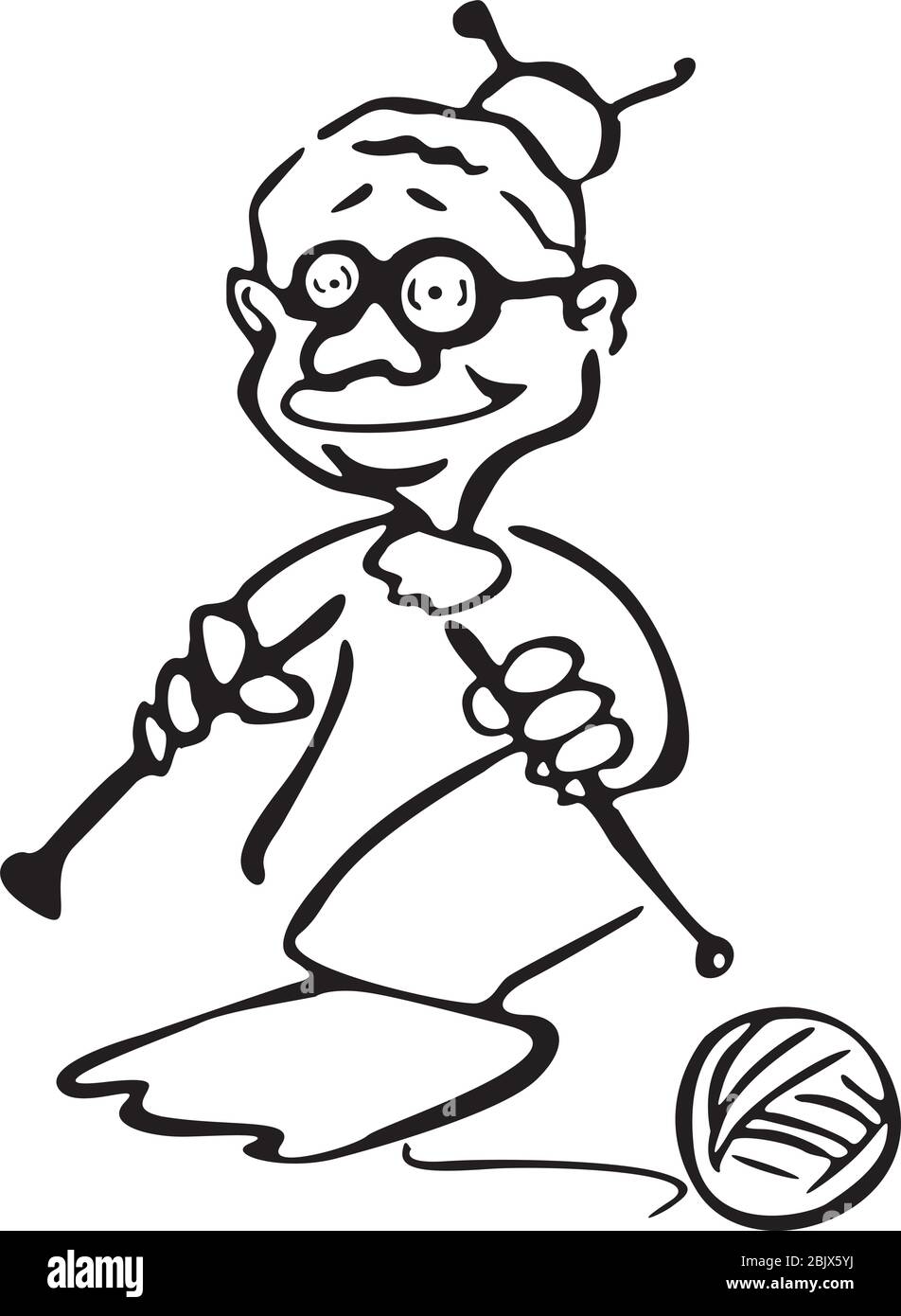 Old lady knitting Cut Out Stock Images & Pictures - Alamy