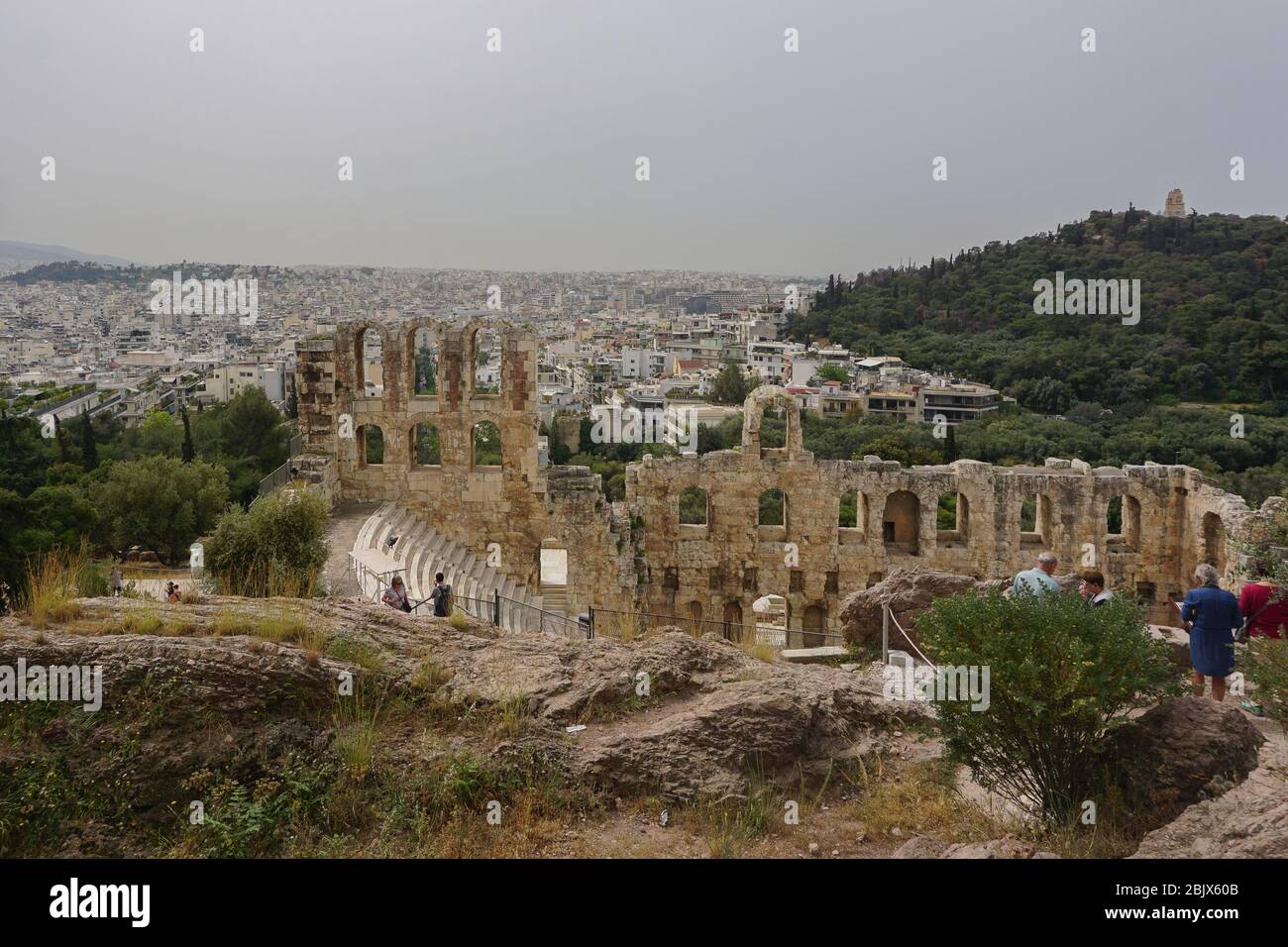Athens, Greece: Tourists view the Odeum of Herodes Atticus at the ...