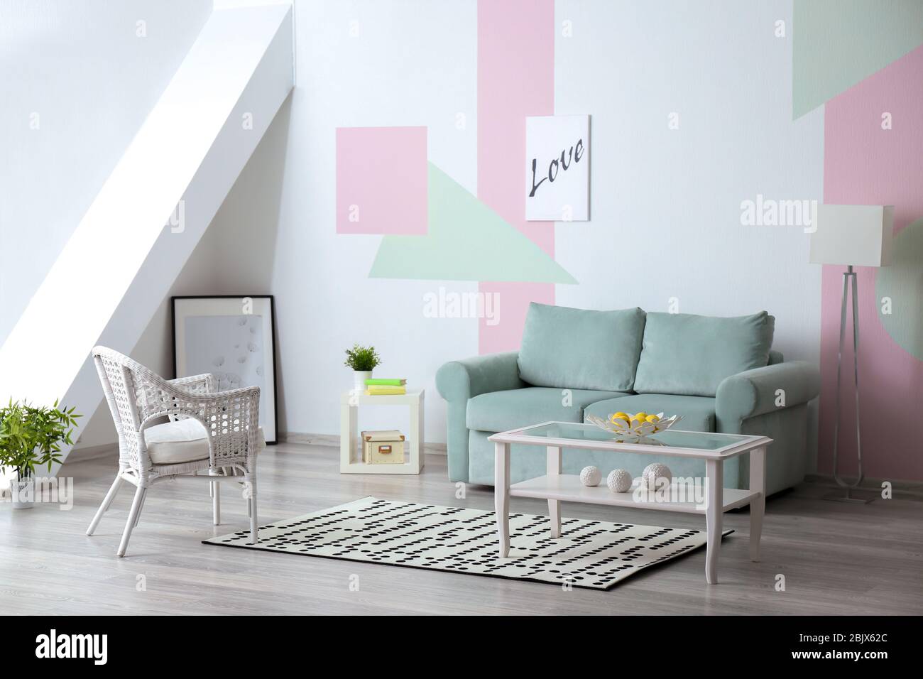 Living room interior with comfortable sofa Stock Photo - Alamy