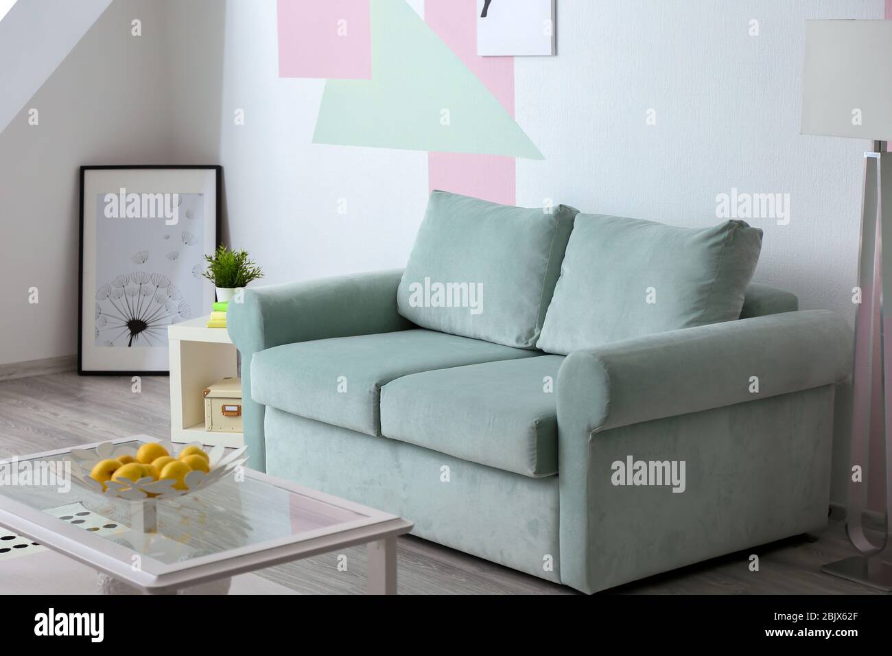 Living room interior with comfortable sofa Stock Photo - Alamy