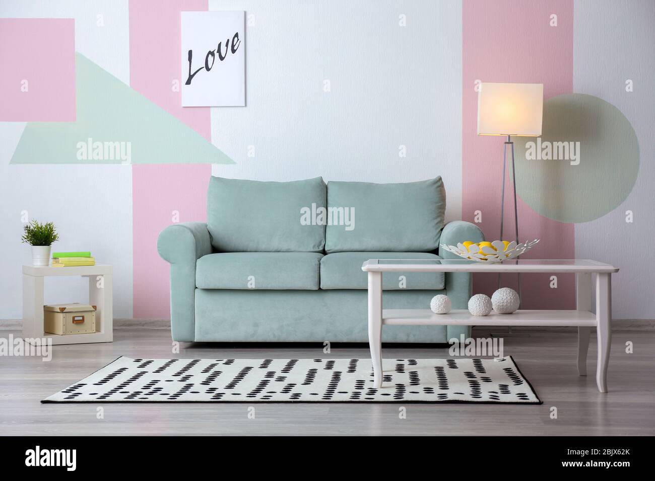Living room interior with comfortable sofa Stock Photo - Alamy