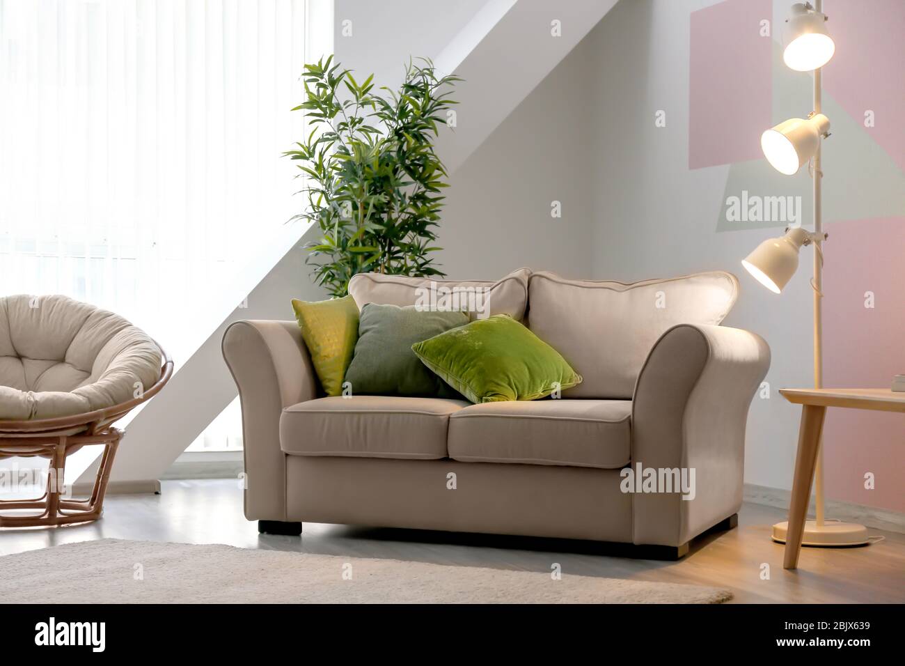 Living room interior with comfortable sofa Stock Photo - Alamy