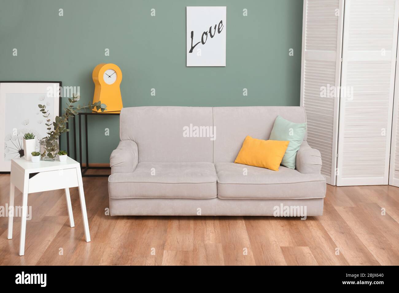 Living room interior with comfortable sofa Stock Photo - Alamy