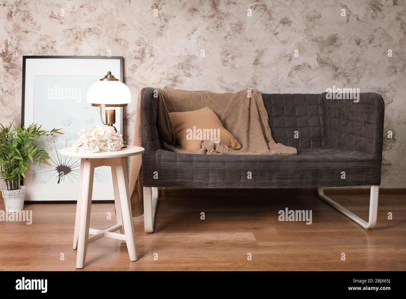 Living room interior with comfortable sofa Stock Photo - Alamy