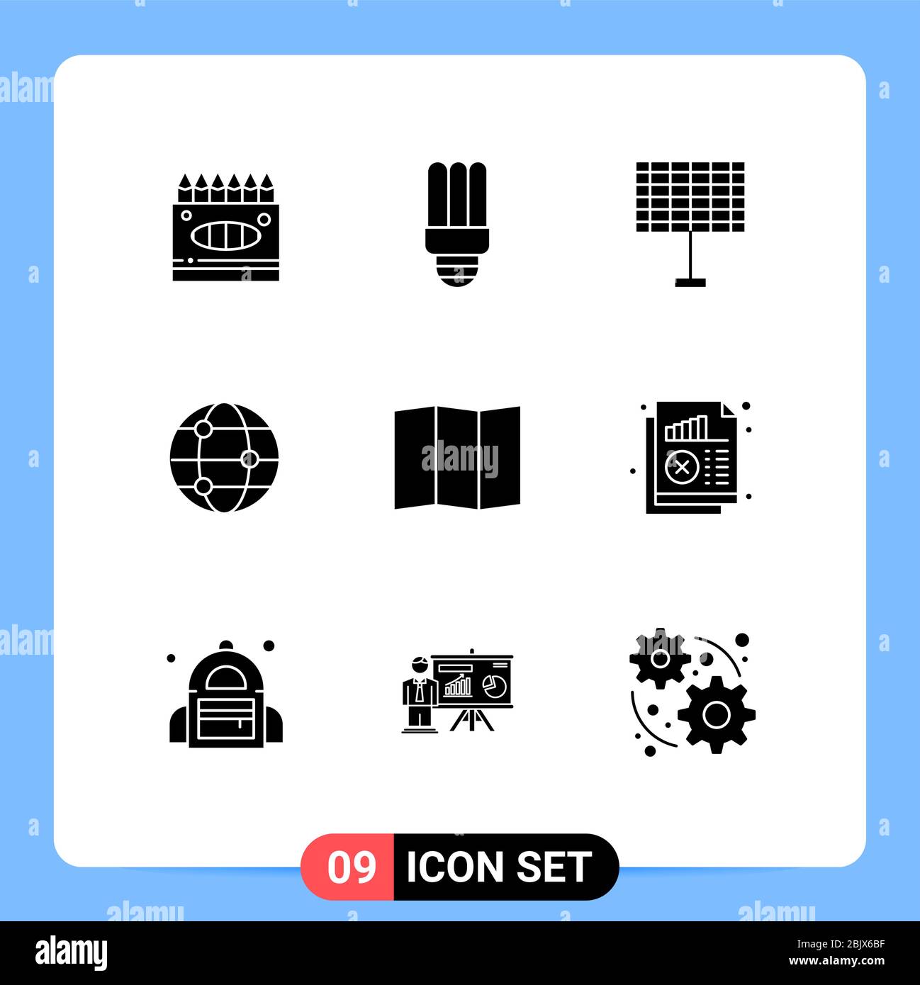 Mobile Interface Solid Glyph Set of 9 Pictograms of chart, document ...