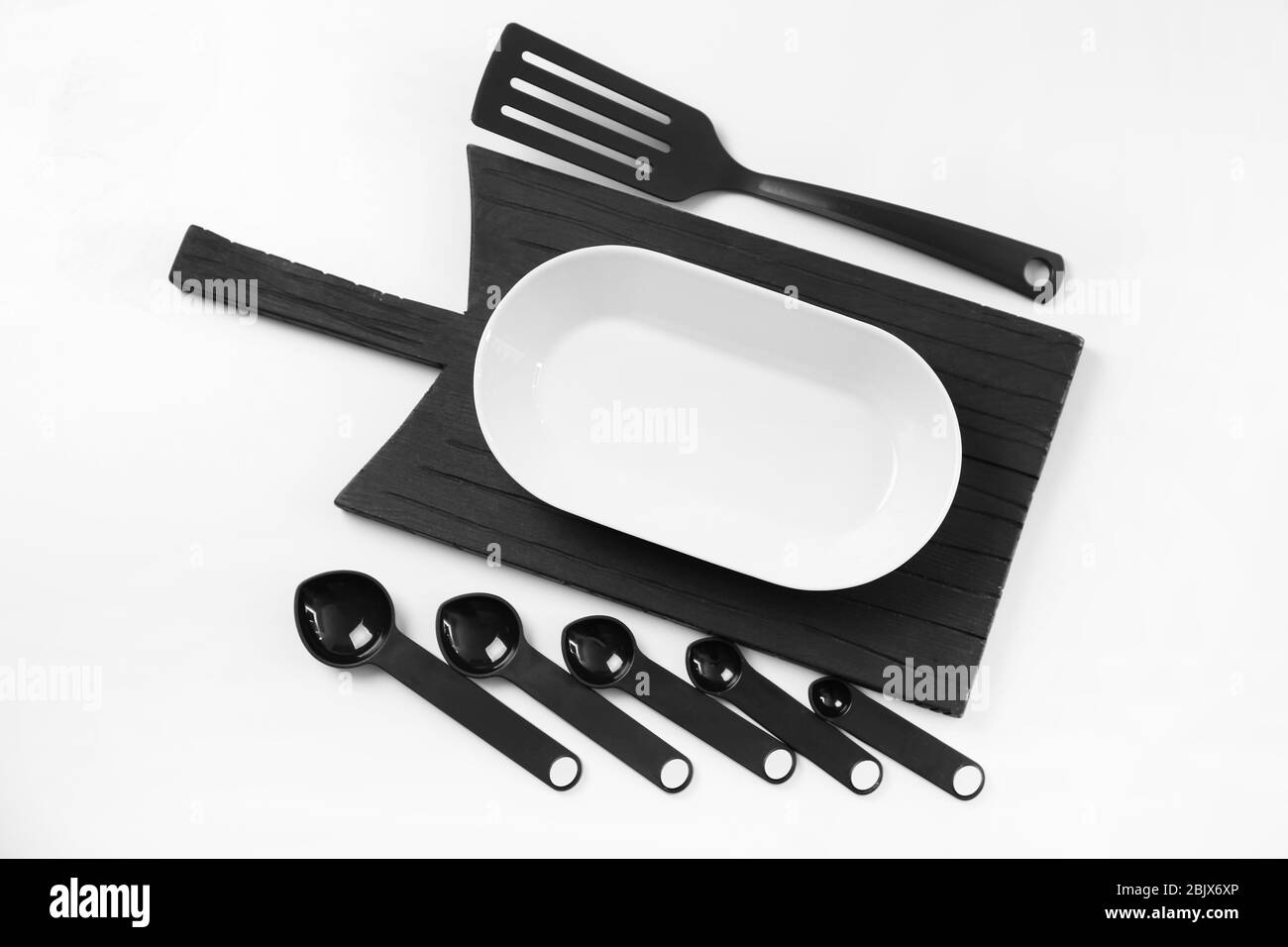 Set of kitchen utensils on white background. Cooking master classes ...