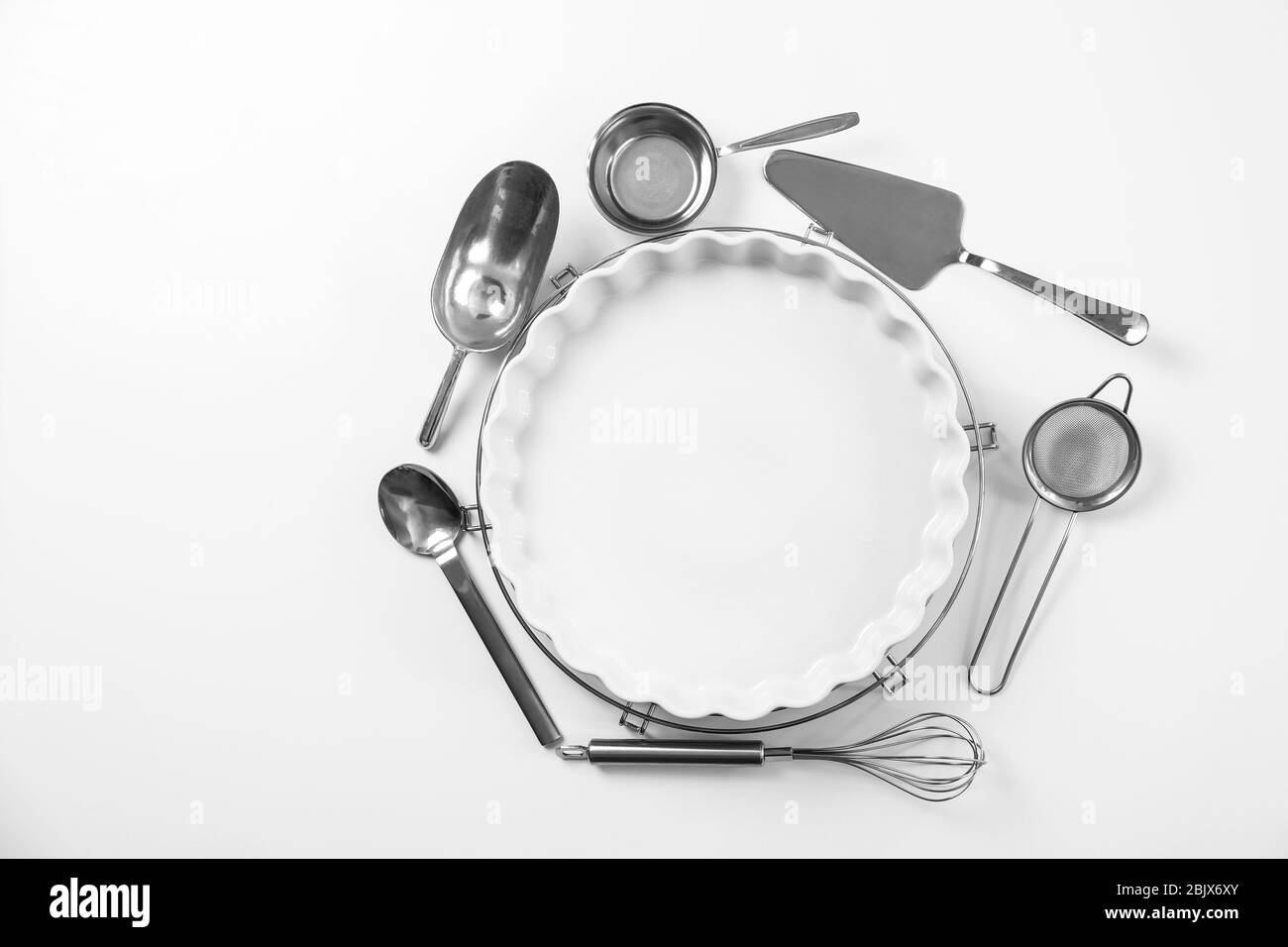 Set of kitchen utensils on white background. Cooking master classes ...