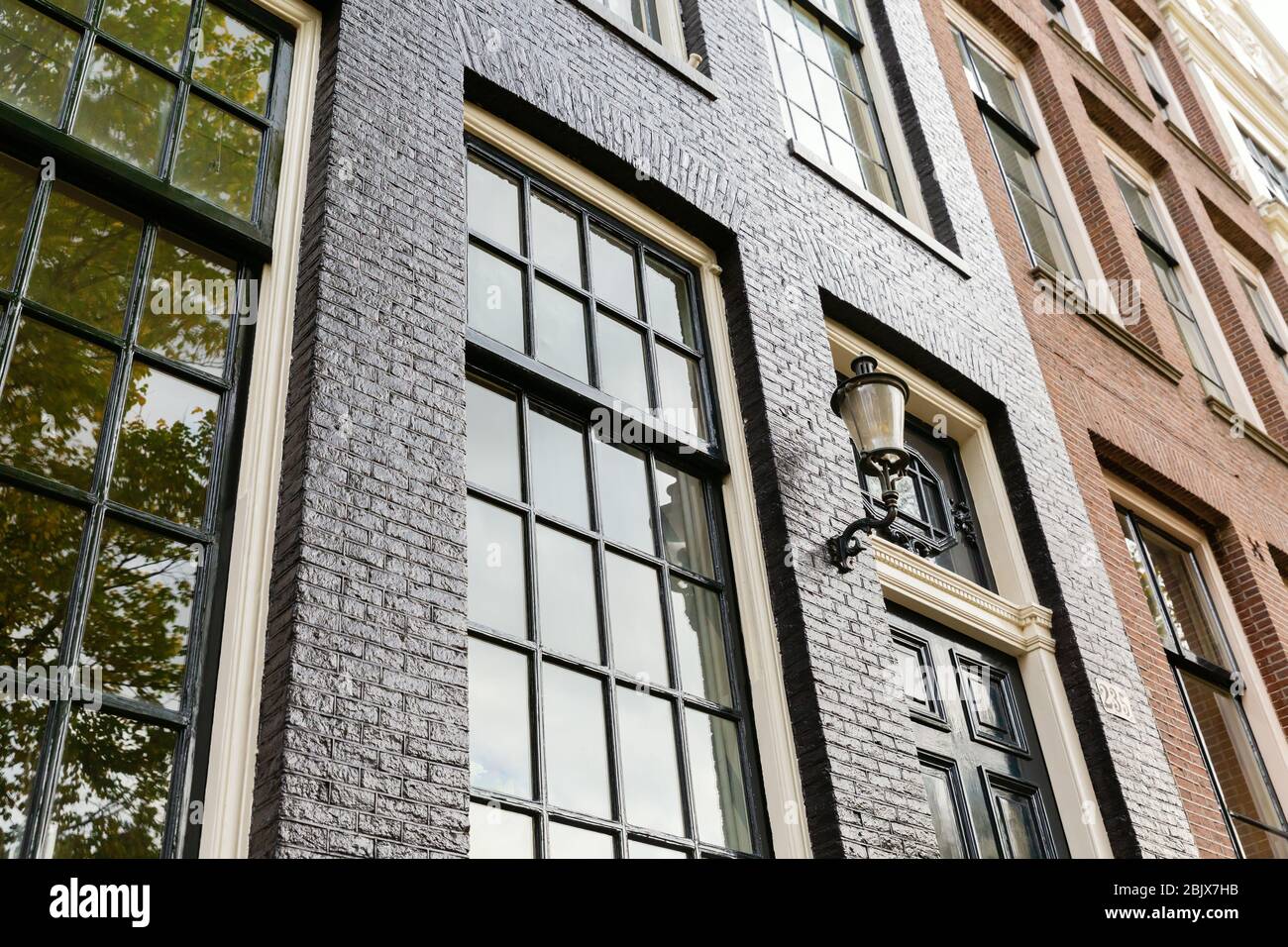 picture of a window front of typical old buildings in Amsterdam ...