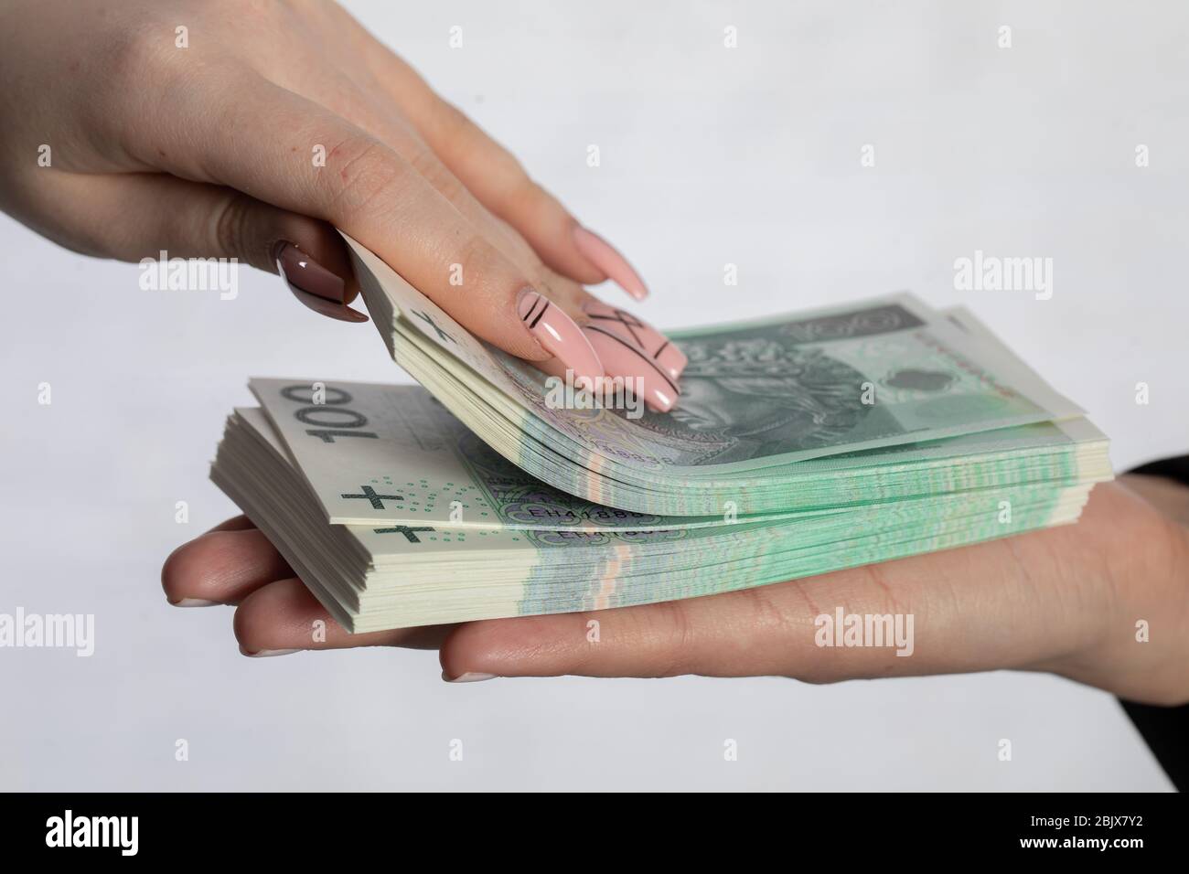 A smart way to bundle paper banknotes before accepting them Stock Photo ...