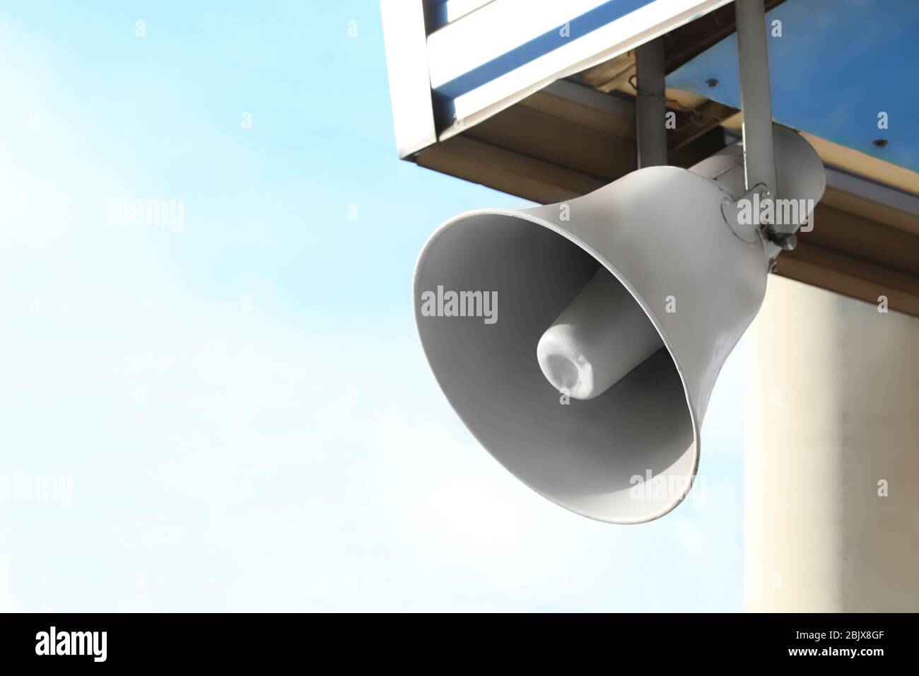 Megaphone on building outdoors Stock Photo - Alamy