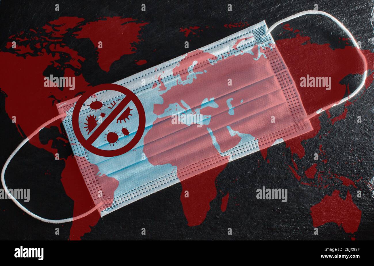 mask map of the world on a black background Stock Photo - Alamy