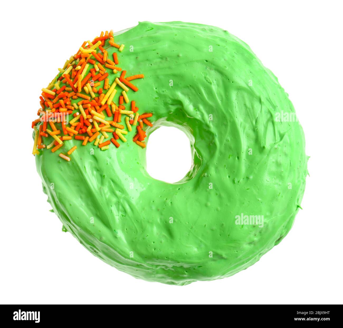 Delicious green donut on white background Stock Photo - Alamy