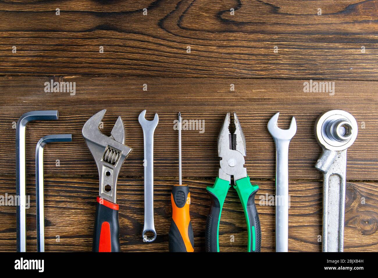 Top view set construction tools hi-res stock photography and images - Alamy