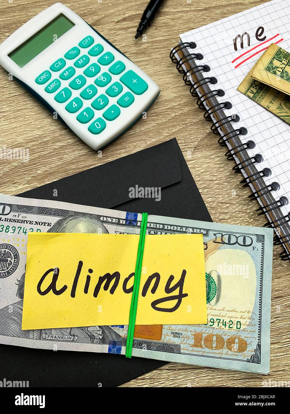 One parent splits money for himself and for the payment of alimony for ...
