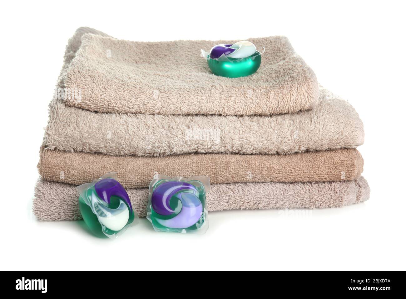 Stack of clean folded towels hi-res stock photography and images - Alamy
