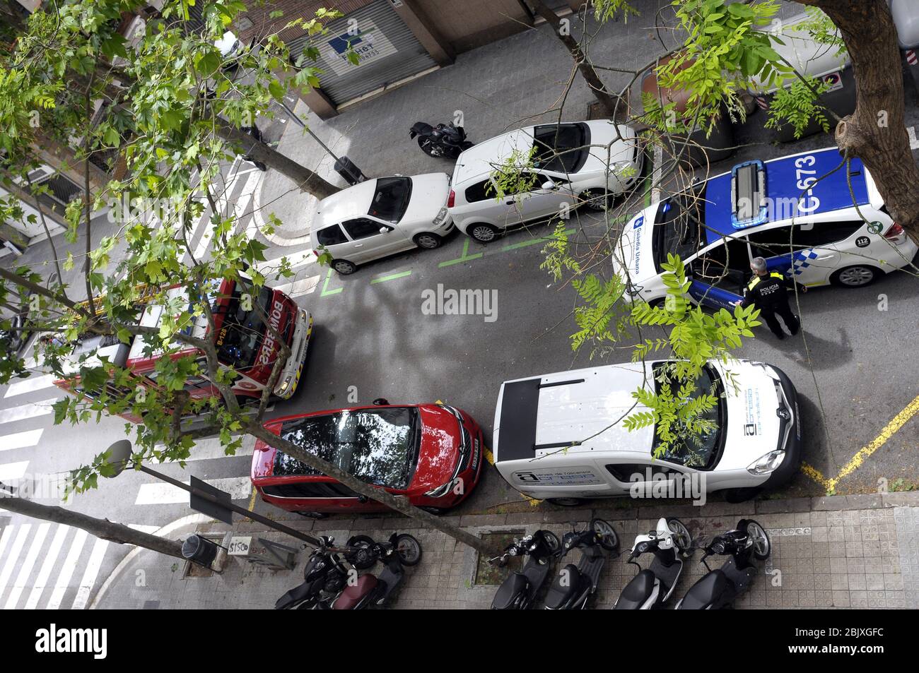 Intervention of the Barcelona firefighters, Barcelona fire brigade ...