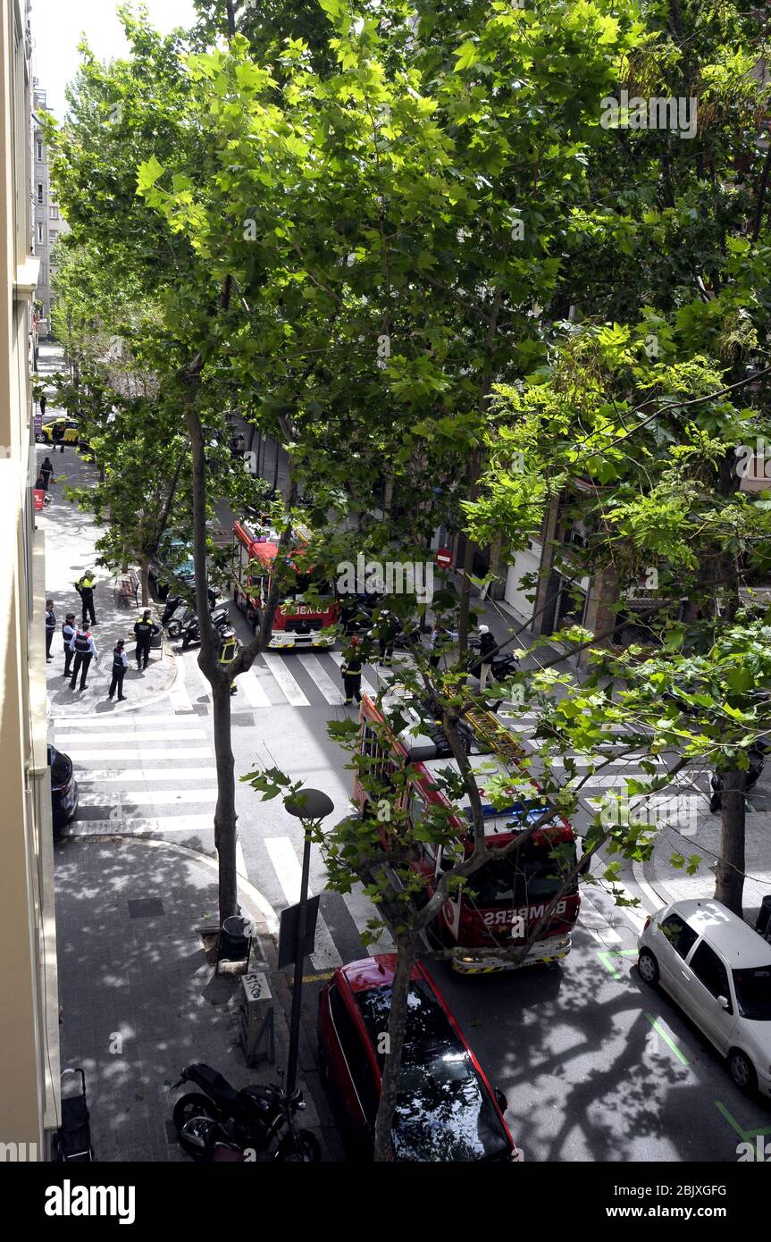 Intervention of the Barcelona firefighters, Barcelona fire brigade ...