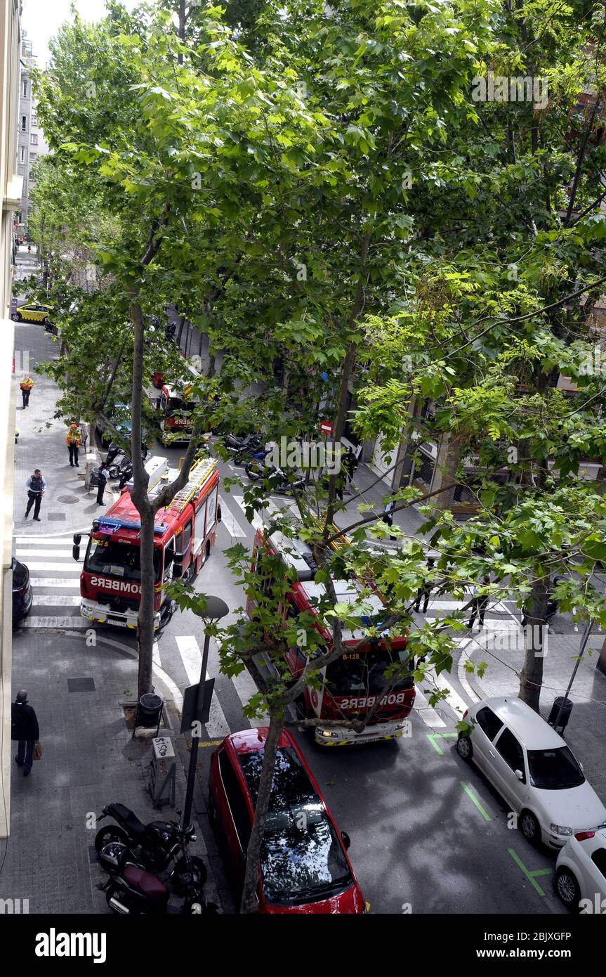 Intervention of the Barcelona firefighters, Barcelona fire brigade ...