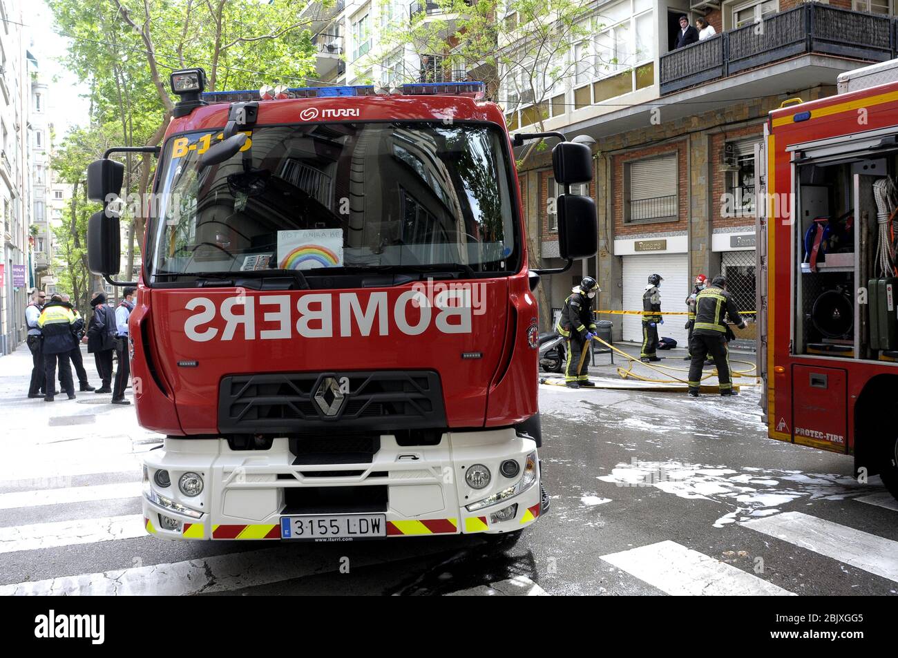 Intervention of the Barcelona firefighters, Barcelona fire brigade ...