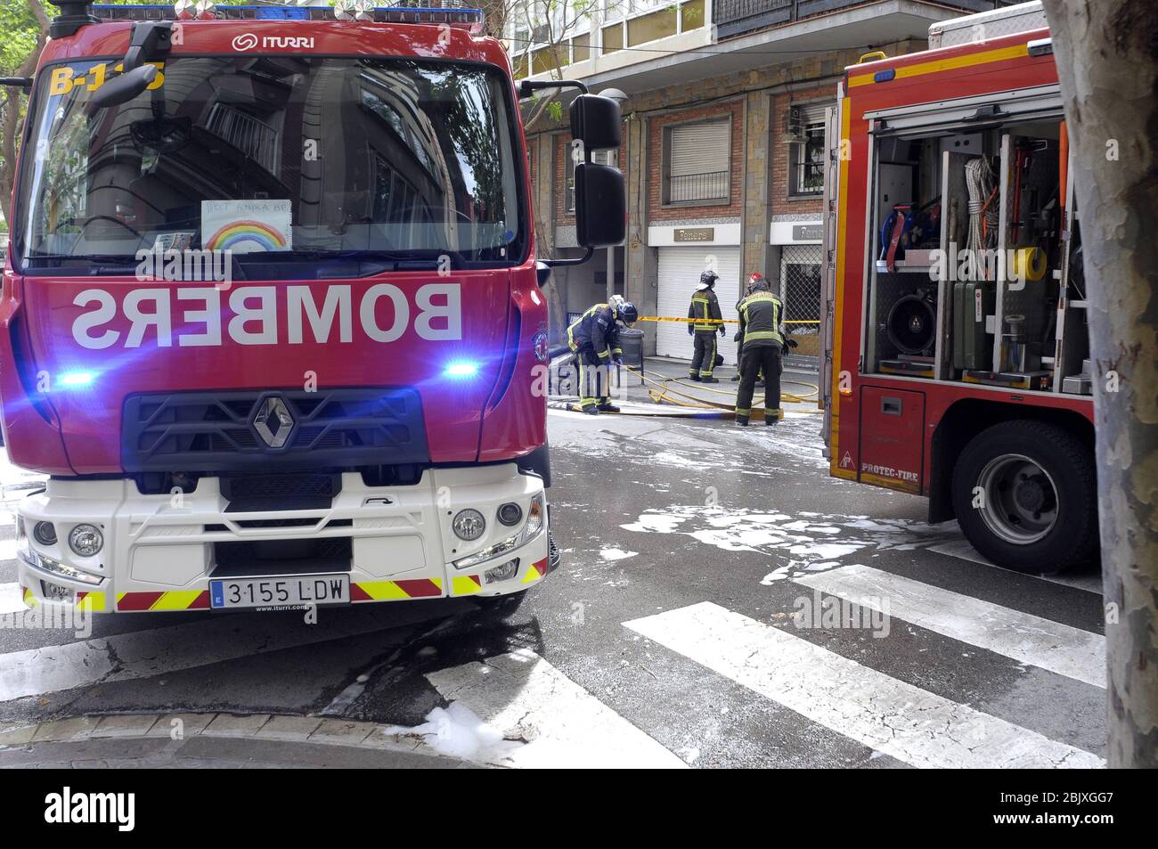 Intervention of the Barcelona firefighters, Barcelona fire brigade ...