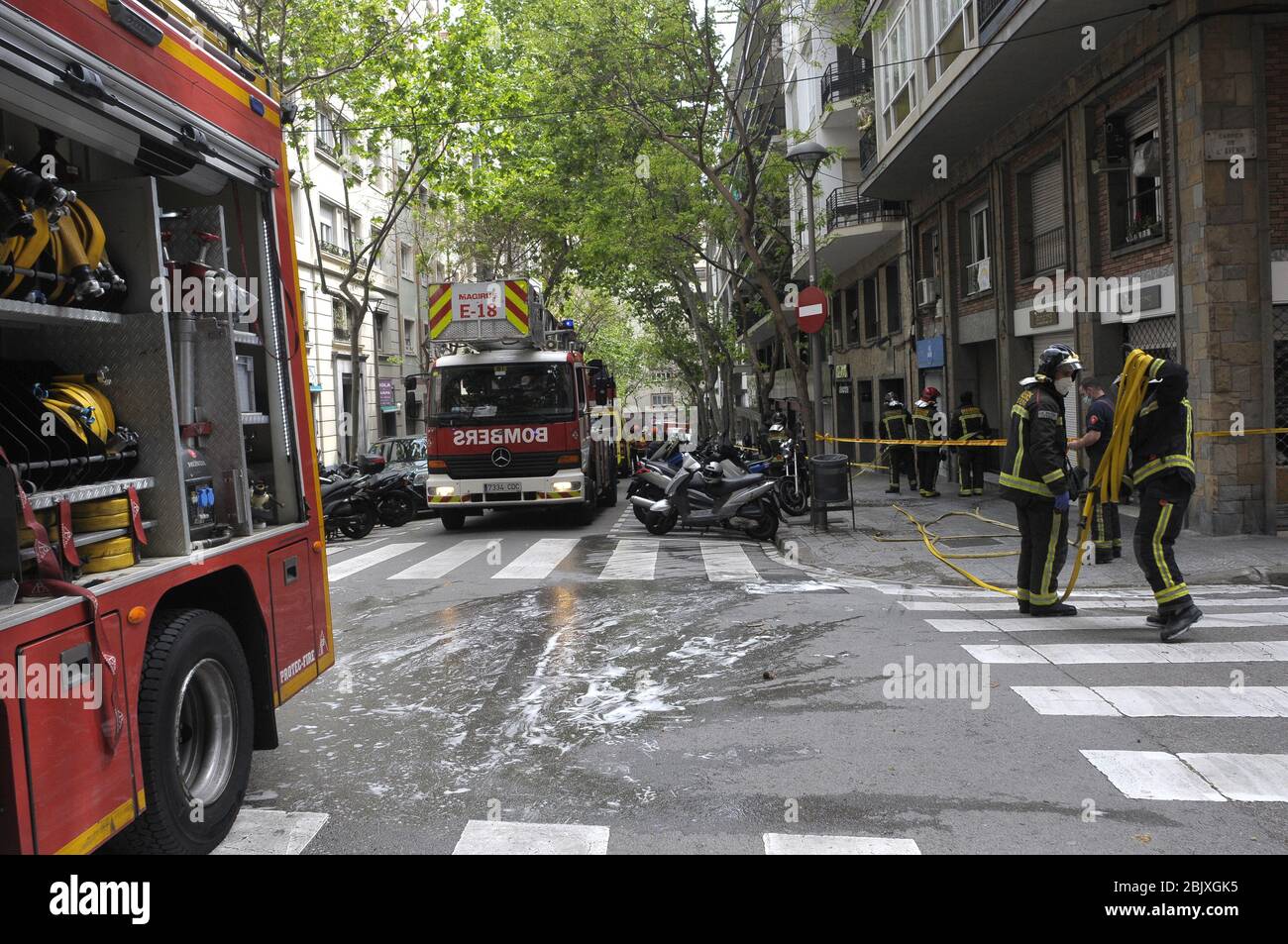 Intervention of the Barcelona firefighters, Barcelona fire brigade ...
