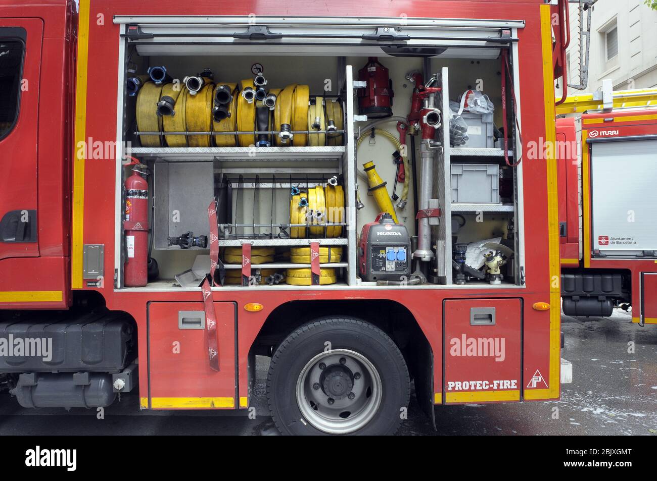 Intervention of the Barcelona firefighters, Barcelona fire brigade ...