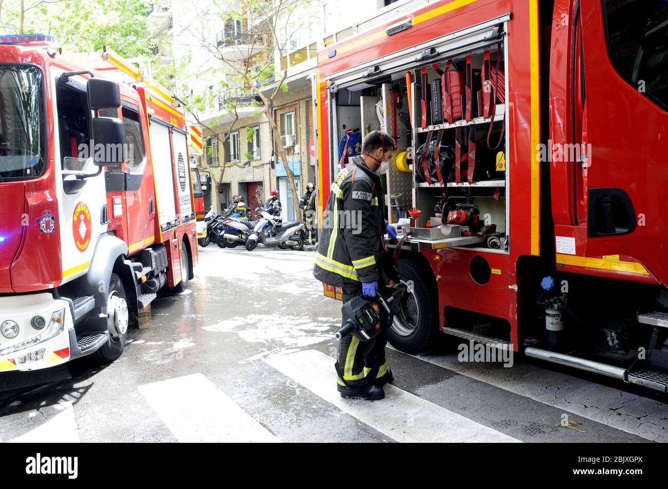 Intervention of the Barcelona firefighters, Barcelona fire brigade ...
