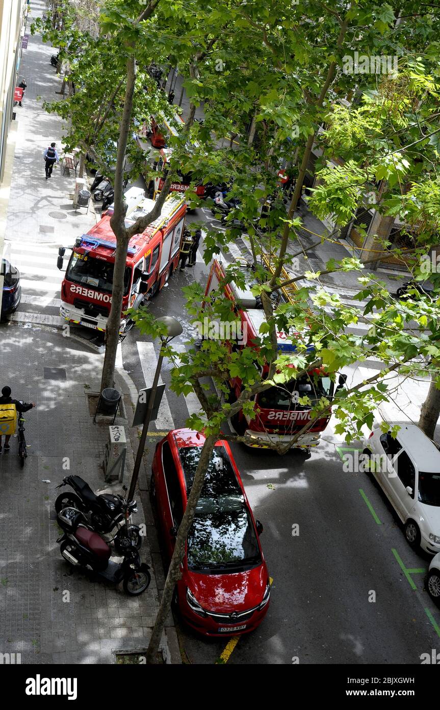 Intervention of the Barcelona firefighters, Barcelona fire brigade ...