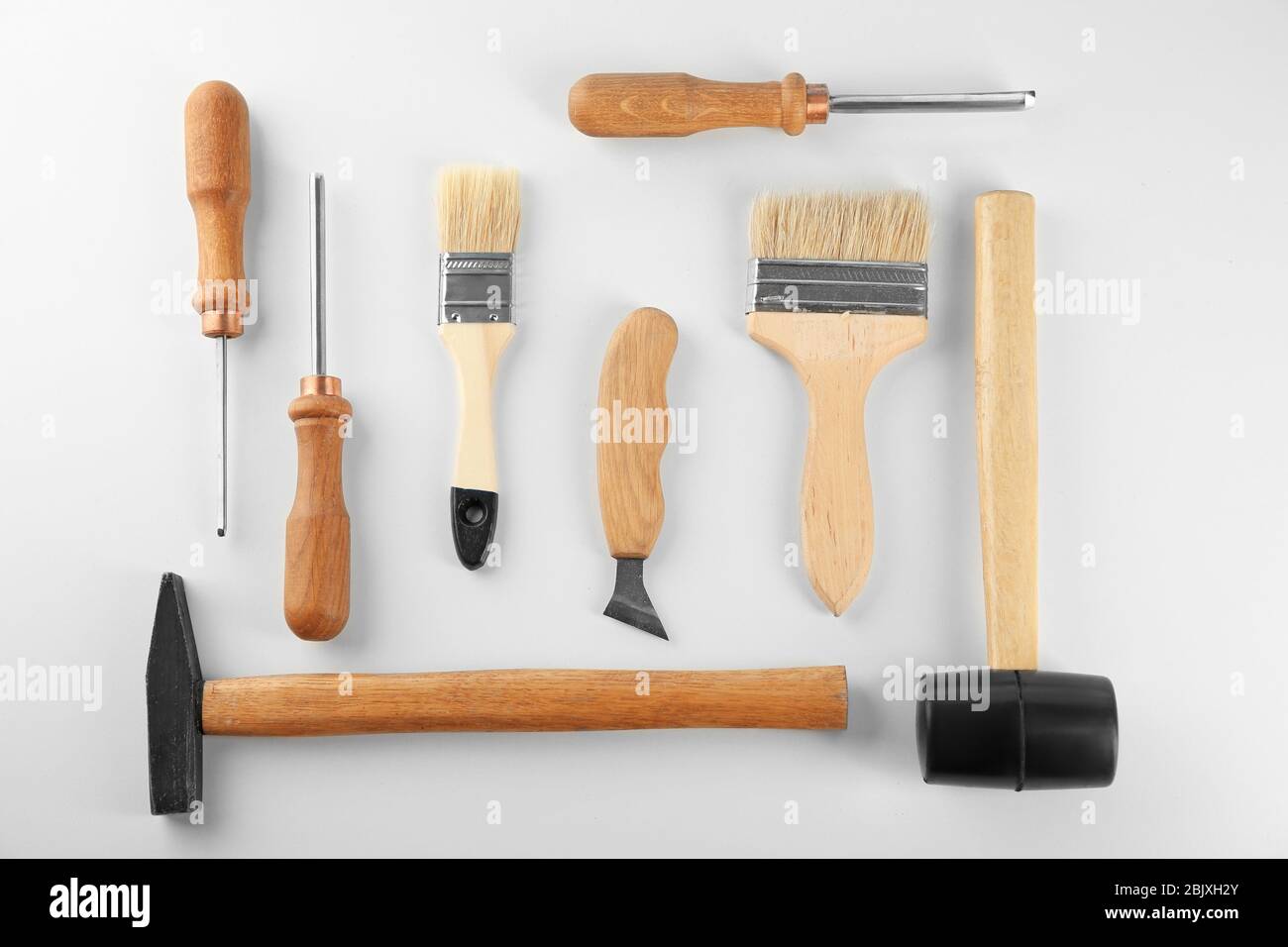 Set of carpenter's tools on white background Stock Photo - Alamy