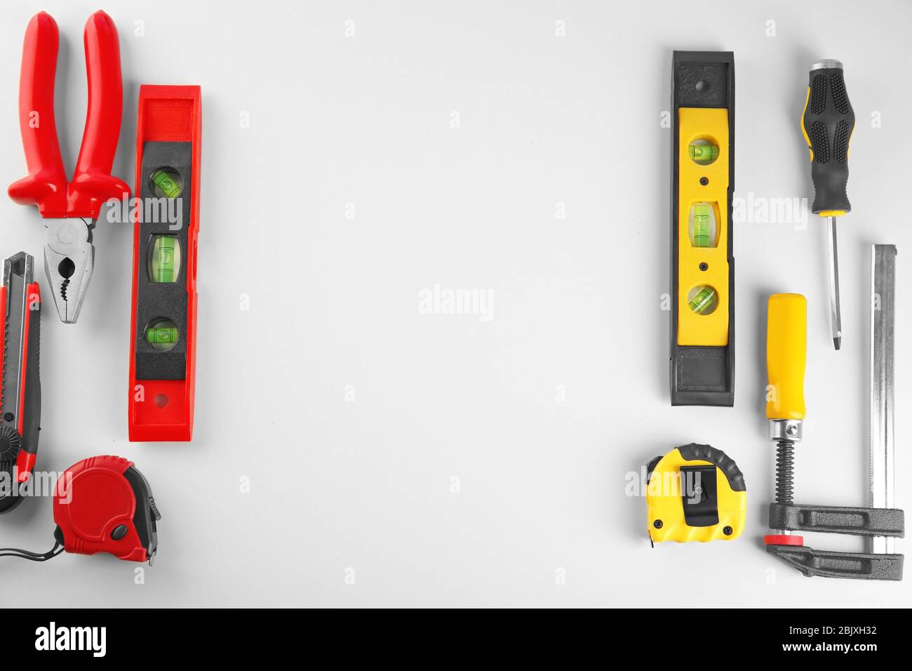 Set of carpenter's tools on white background Stock Photo - Alamy