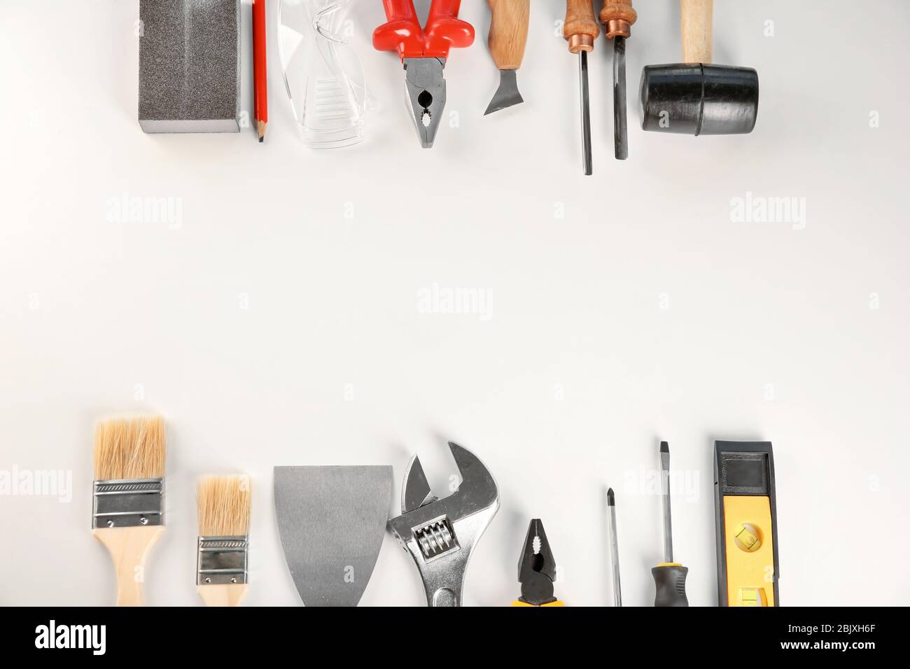 Set of tools on white background Stock Photo - Alamy