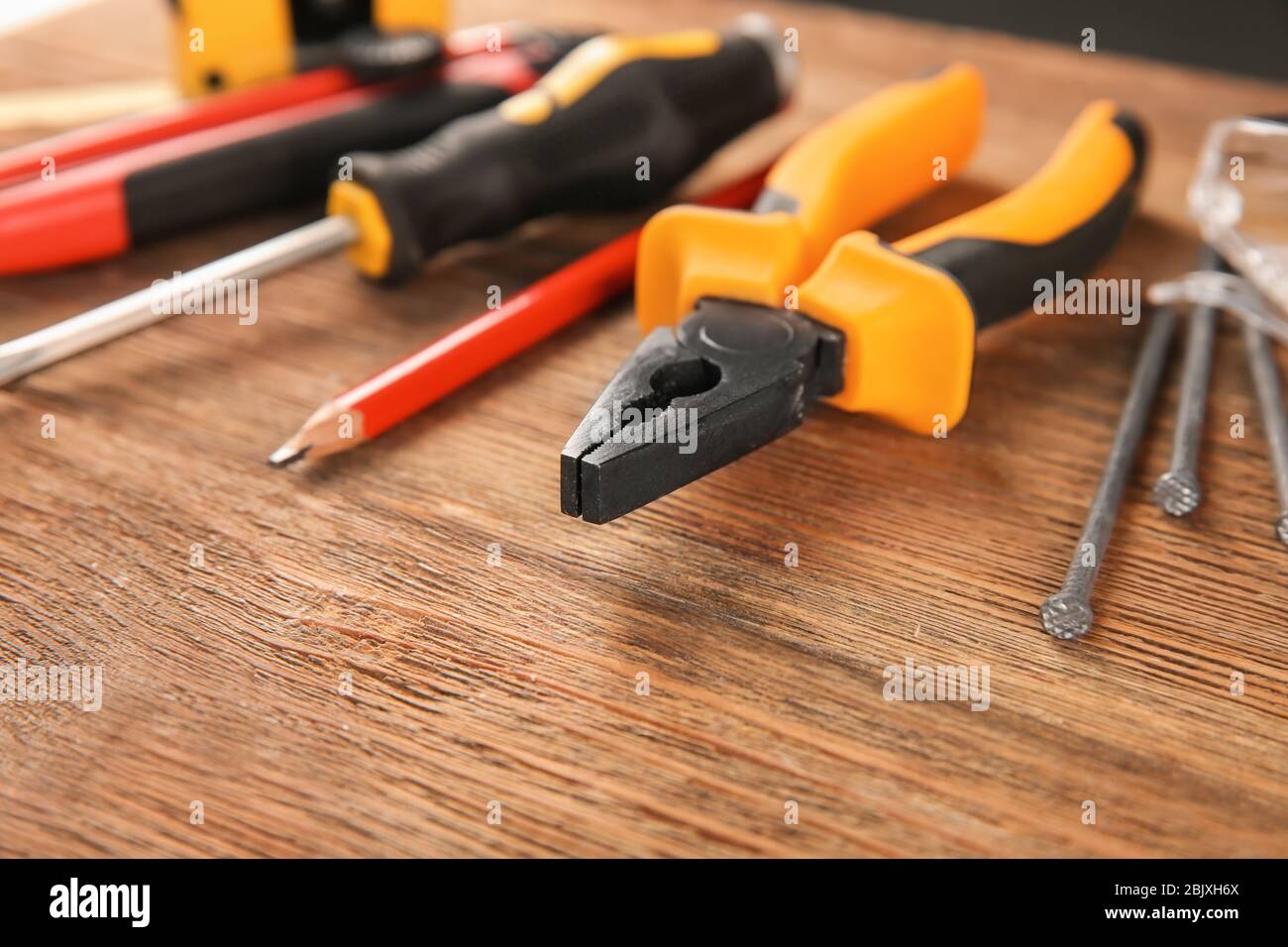 Carpenters with instruments and tools hi-res stock photography and ...