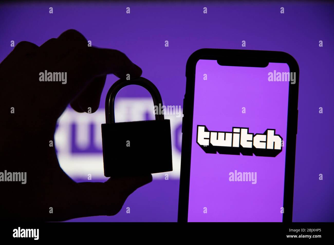 LONDON, UK - April 30 2020: Twitch live stream gaming logo with a ...