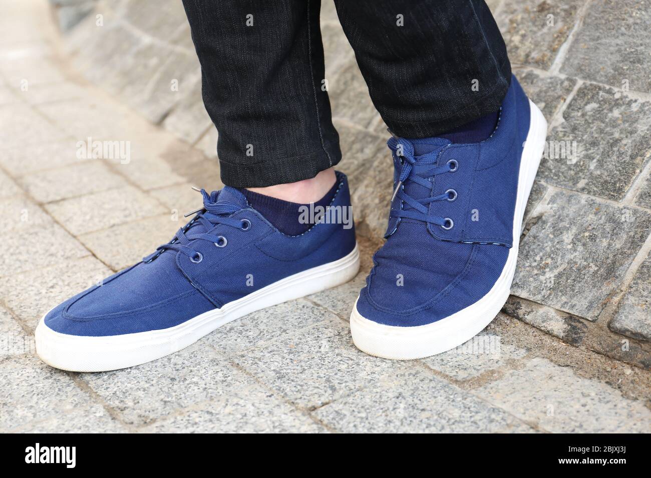Stylish man in blue shoes outdoors Stock Photo - Alamy