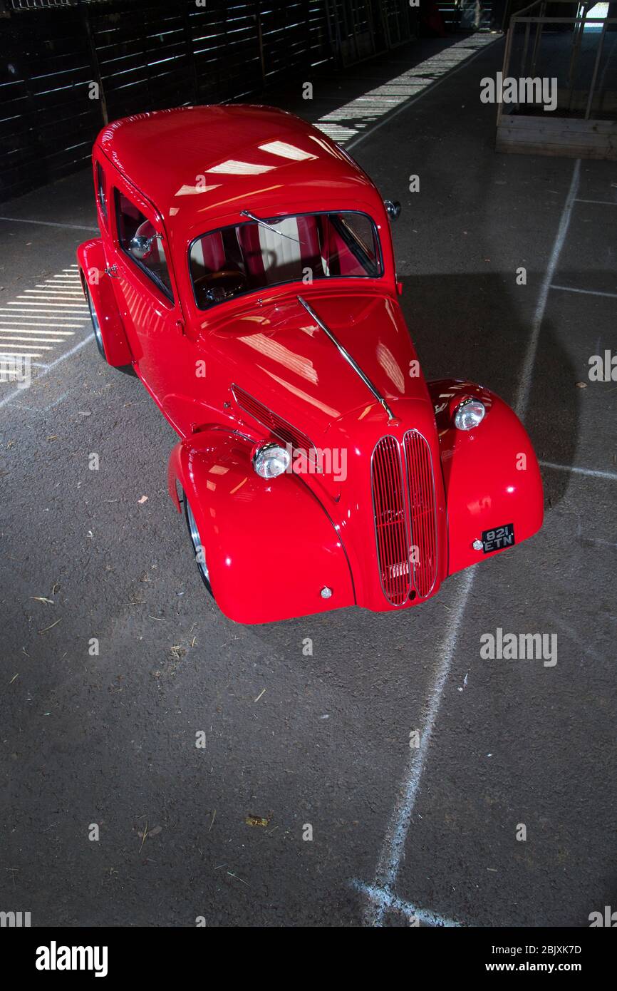 Red Ford Pop classic British hot rod Stock Photo - Alamy