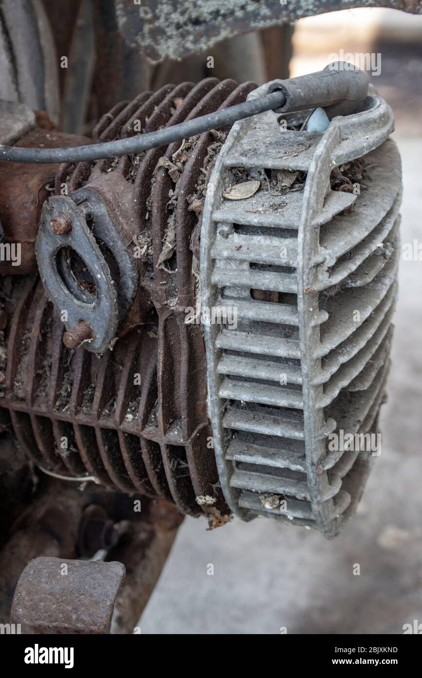 The head of an old retro bike with an opposing engine Stock Photo - Alamy