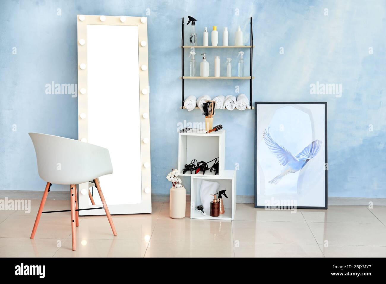 Interior of modern hairdressing salon Stock Photo - Alamy