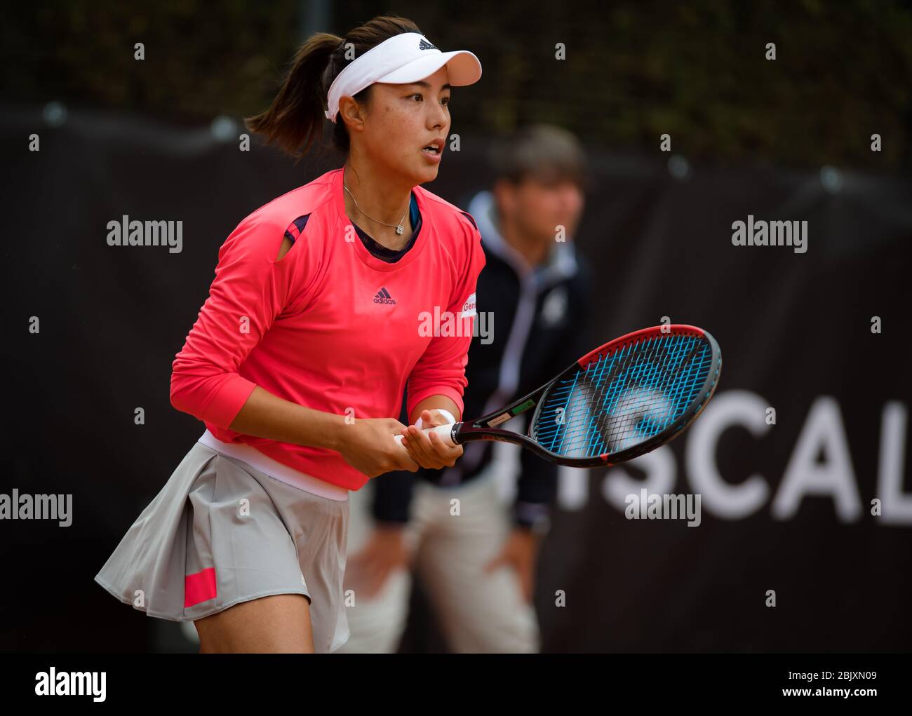 Qiang Wang of China in action during her first-round match at the 2019 ...