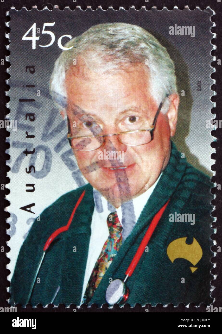 AUSTRALIA - CIRCA 2000: a stamp printed in Australia shows Dr. John ...