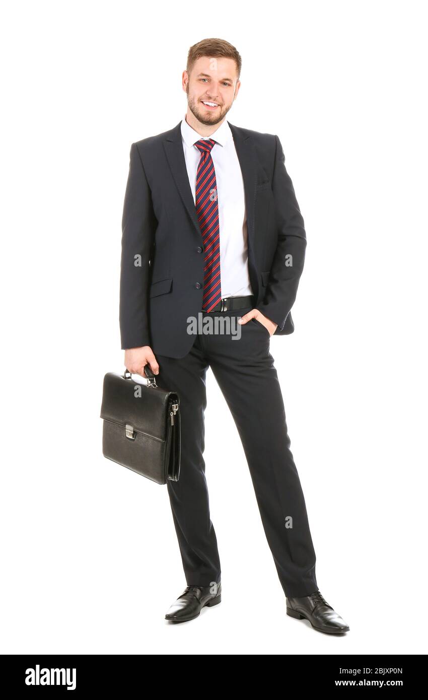 Handsome businessman on white background Stock Photo - Alamy