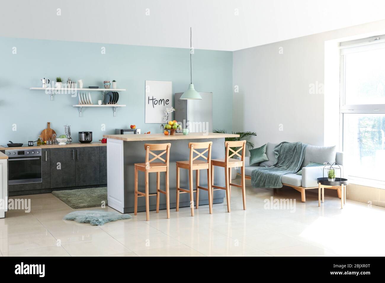 Interior of modern comfortable kitchen Stock Photo - Alamy