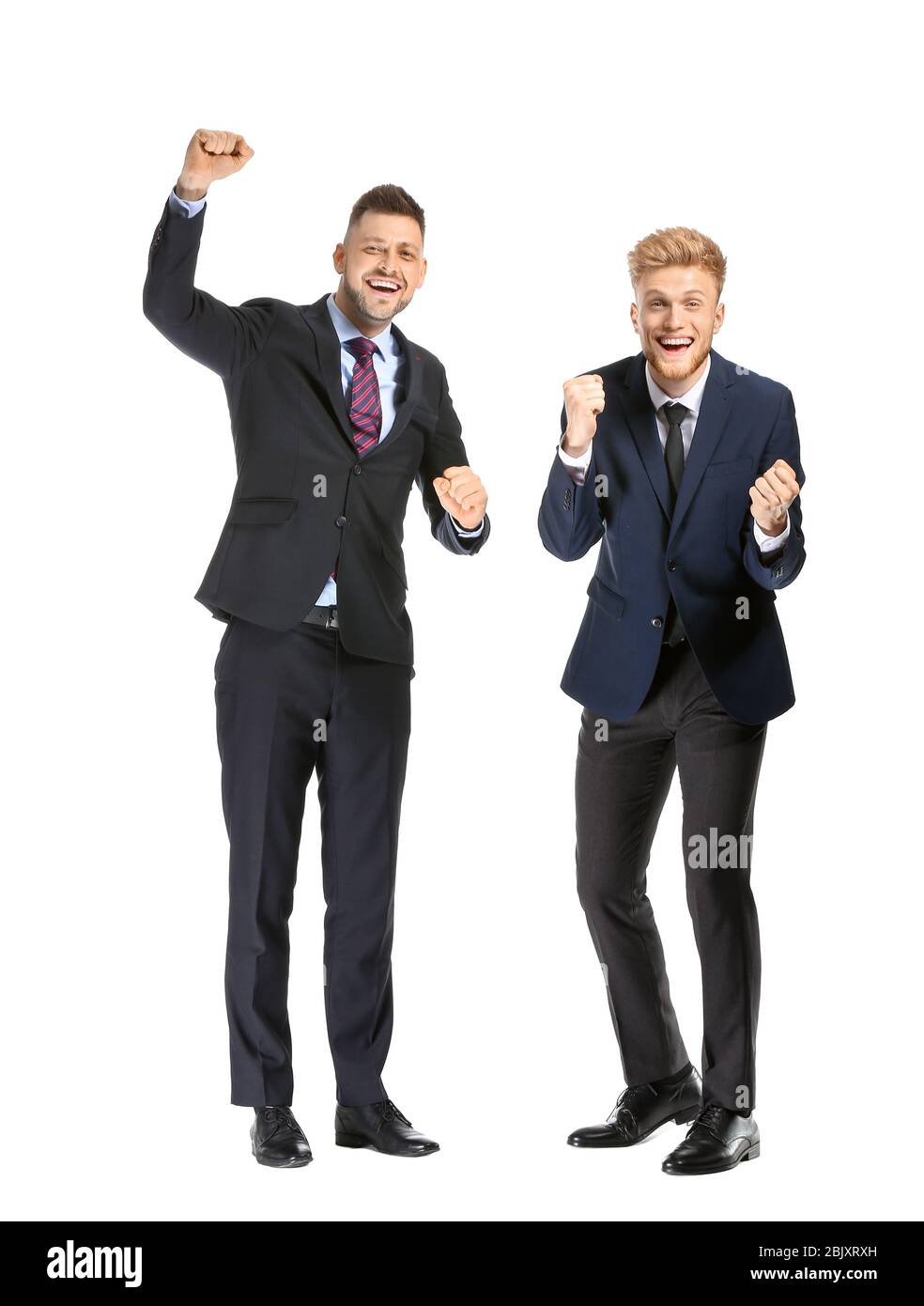 Happy business partners on white background Stock Photo - Alamy