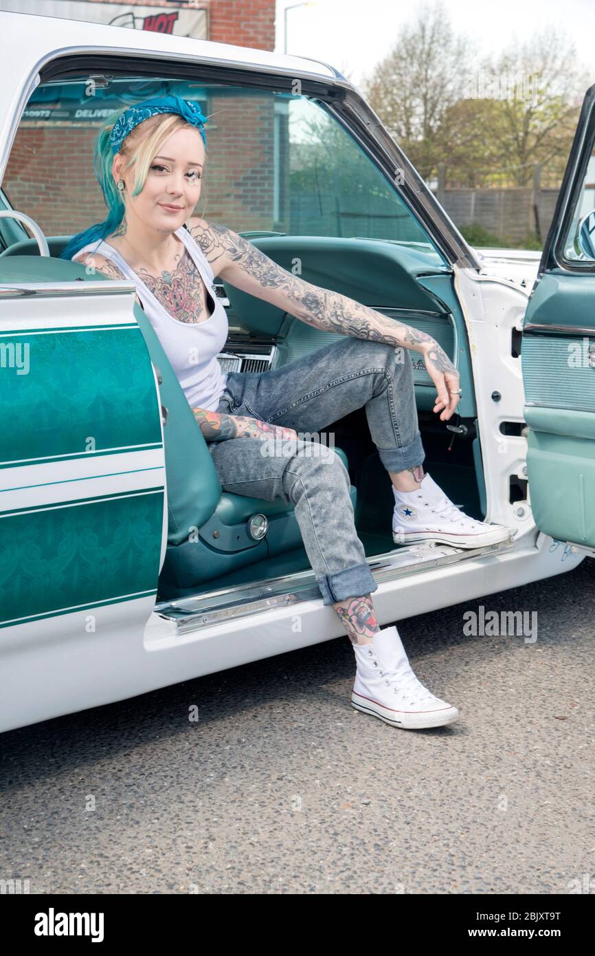 Tatoo girl car hi-res stock photography and images - Alamy